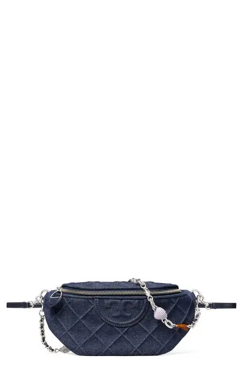 Tory Burch Fleming Quilted Denim Belt Bag - Blue