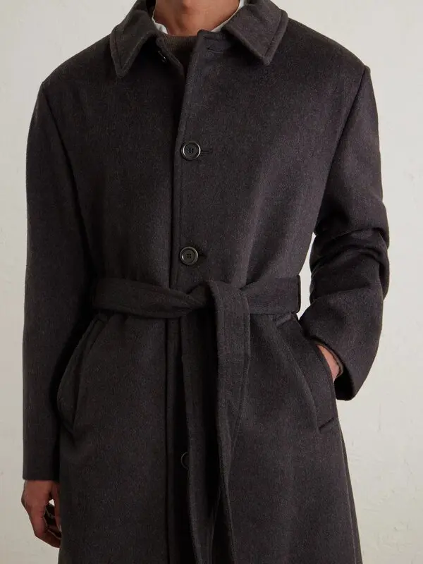 AMOMENTO Belted Wool-blend Coat - Brown