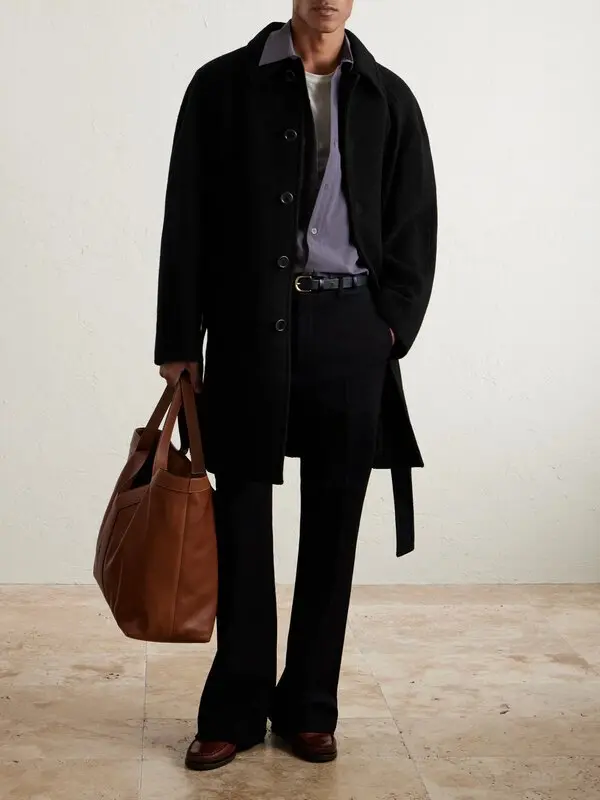 AMOMENTO Belted Wool-blend Coat
