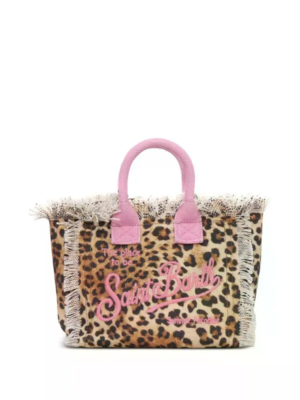 MC2 SAINT BARTH Mini Vanity Leopard-print Fringed Bag - Neutrals