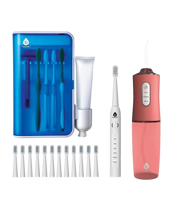 PURSONIC Complete Oral Care Bundle – Usb Rechargeable Sonic Toothbrush - Pink