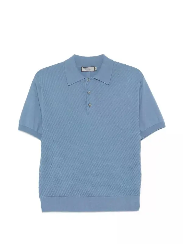 Canali Textured Polo Shirt - Blue