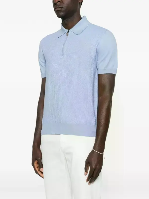 Canali Zip Polo Shirt - Blue