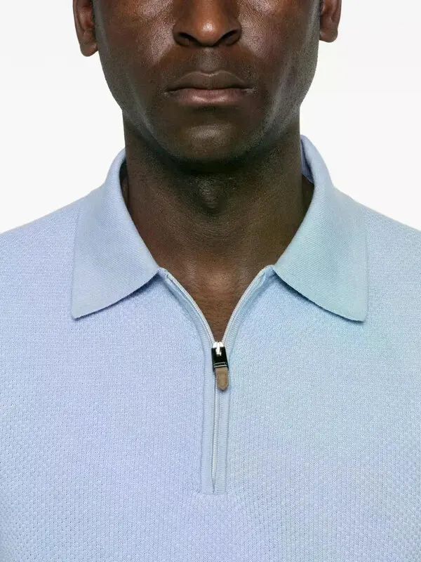 Canali Zip Polo Shirt - Blue