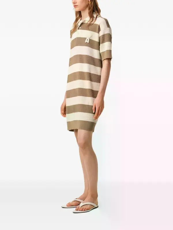 AMI Paris Cotton Polo Dress With De Coeur Patch
