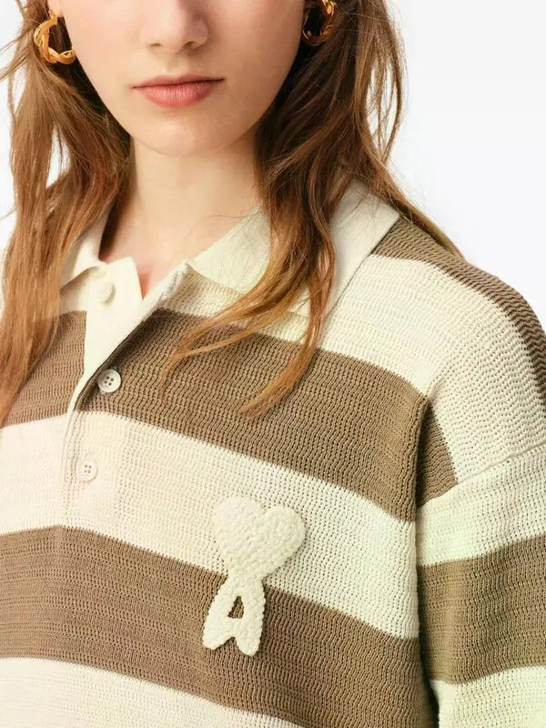 AMI Paris Cotton Polo Dress With De Coeur Patch