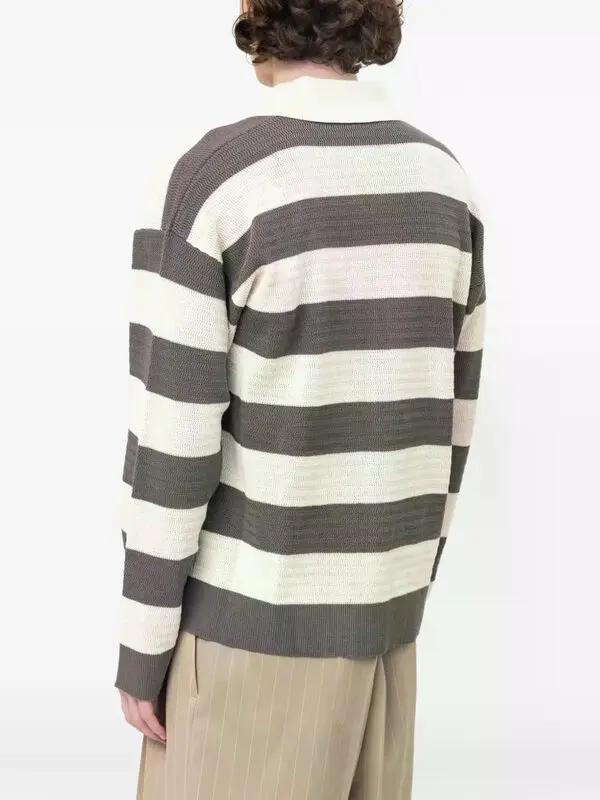 AMI Paris De Coeur Striped Cardigan - Neutrals