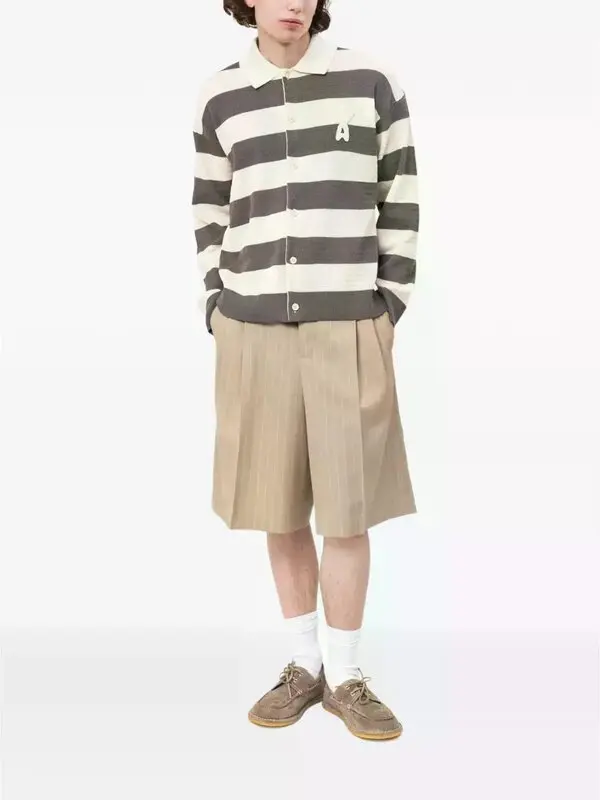 AMI Paris De Coeur Striped Cardigan