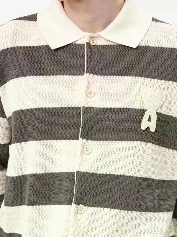 AMI Paris De Coeur Striped Cardigan