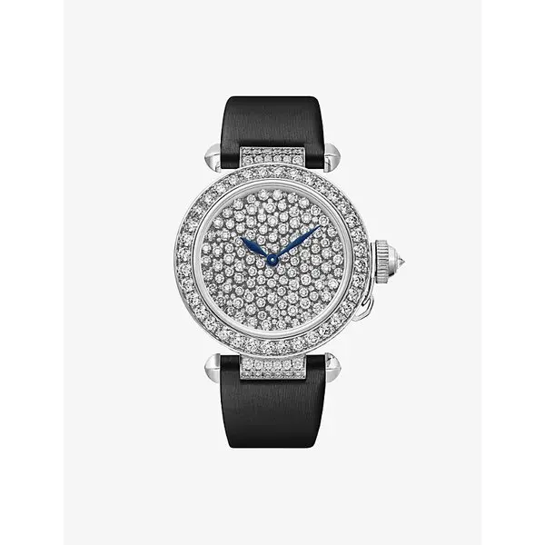 CARTIER Pasha De 18ct White-gold And 7.2ct Brilliant-cut Diamond Automatic Watch 35mm - 18k White Gold