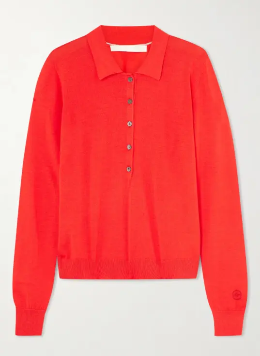 RÙADH Merino Wool Dea Embroidered Polo Sweater - Red