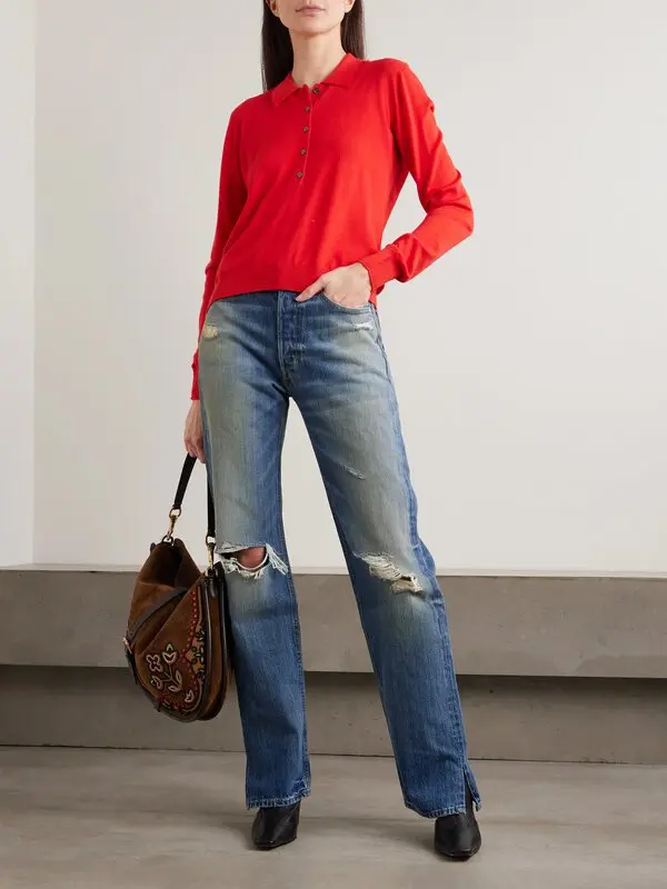 RÙADH Merino Wool Dea Embroidered Polo Sweater