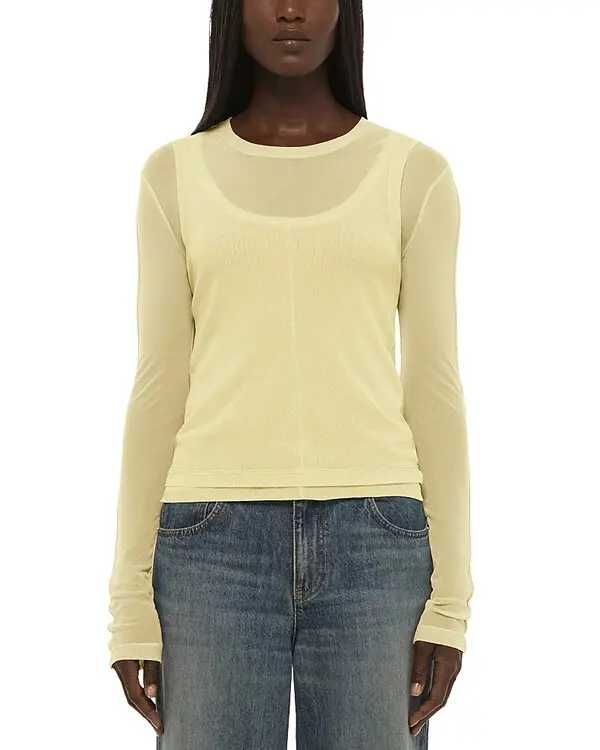 Helmut Lang Mesh Layered Tee - Limoncello