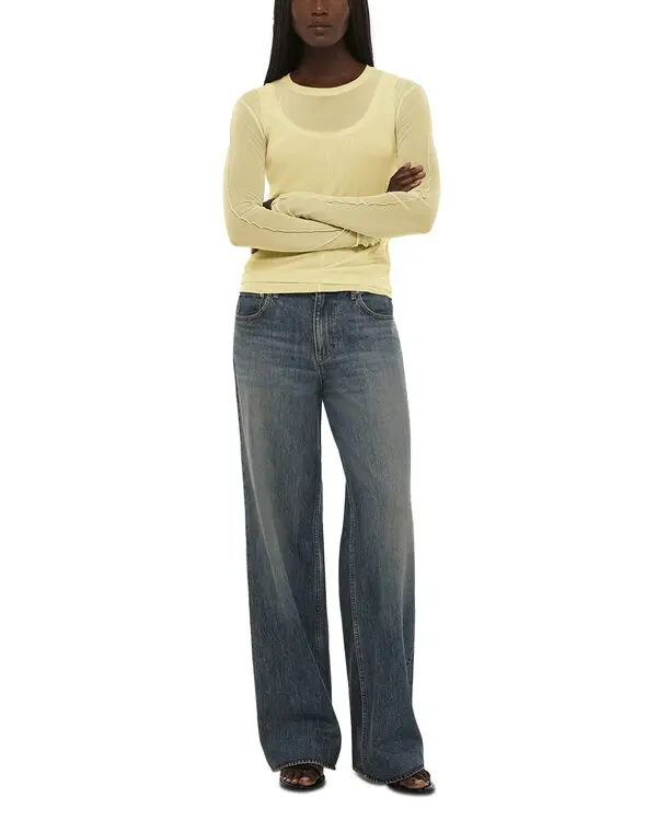 Helmut Lang Mesh Layered Tee - Limoncello