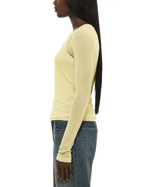 Helmut Lang Mesh Layered Tee - Limoncello