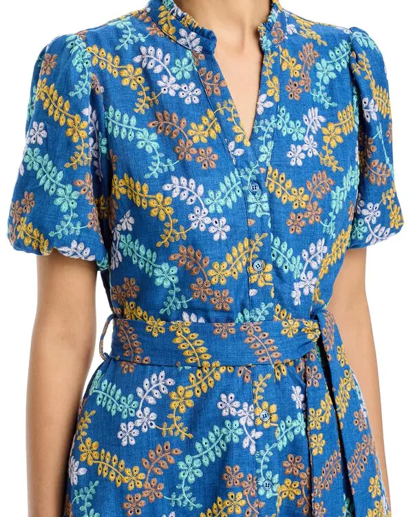 T Tahari Split Neck Fit & Flare Dress