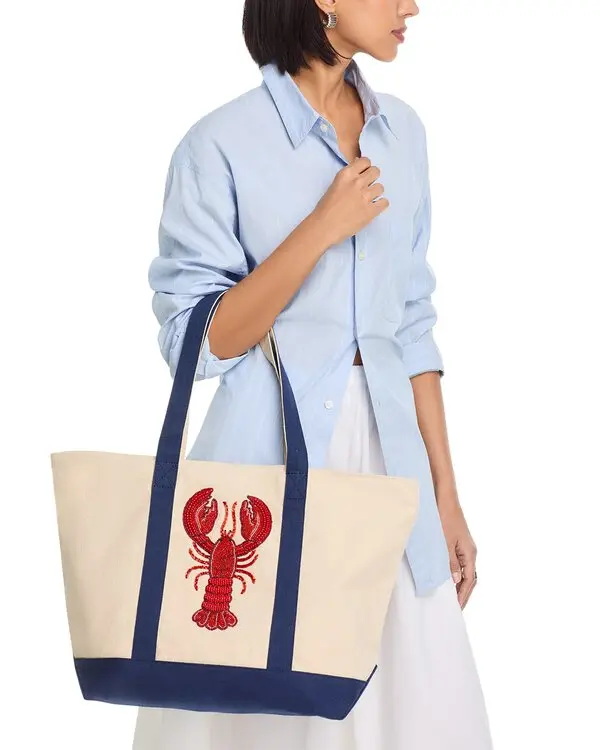 Aqua Large Canvas Tote - Lobster
