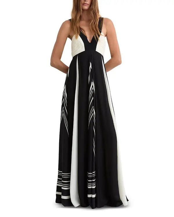 REISS Tallie Maxi Dress - Black/ivory