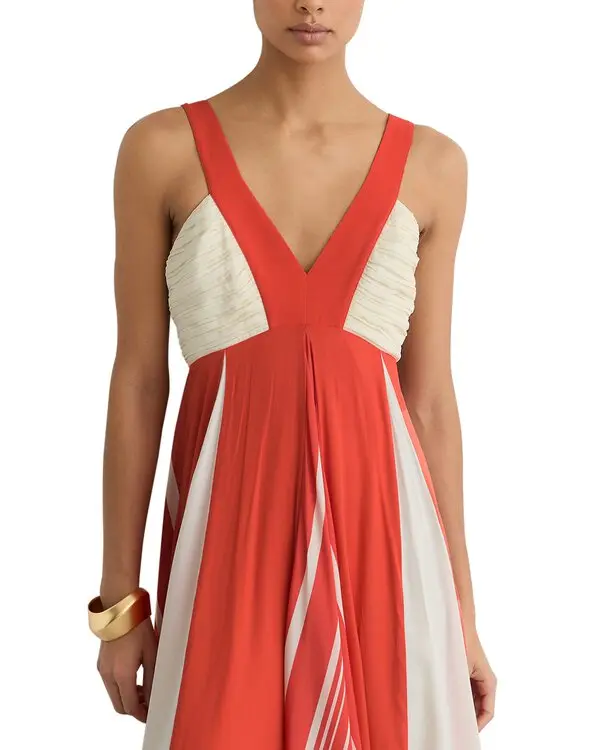 REISS Tallie Maxi Dress - Orange/ivory