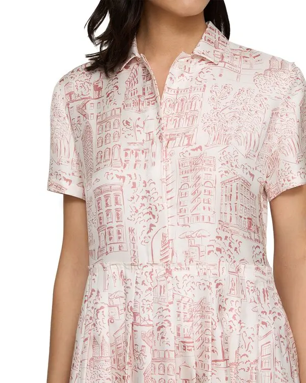 Lafayette 148 New York Pleated Silk Shirt Dress