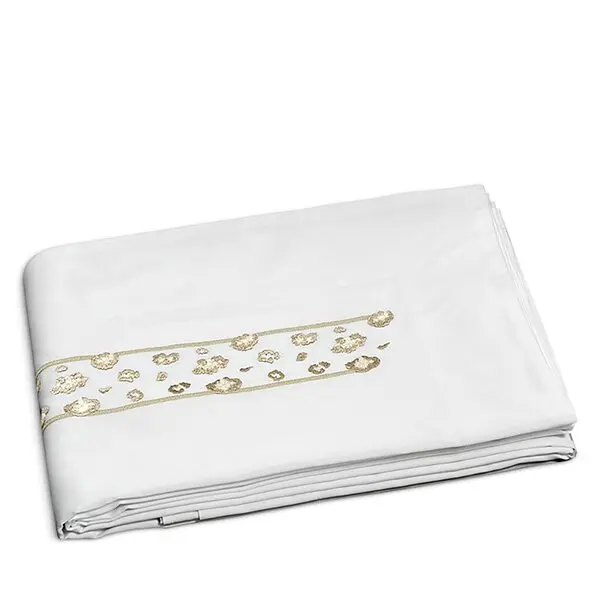 DEA LUXURY LINENS Timothy Corrigan For Dea Animale Embroidered Flat Sheet, King - Warm Colonial Grey