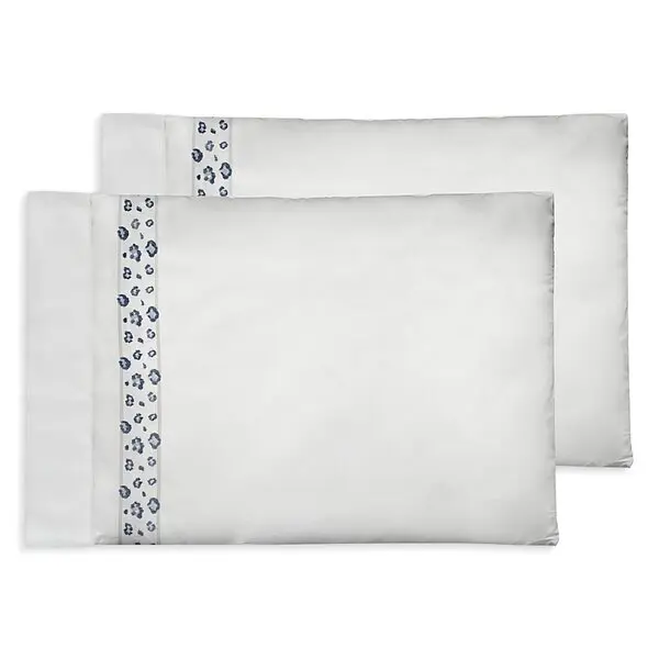 DEA LUXURY LINENS Timothy Corrigan For Dea Animale Embroidered Pillowcase, Standard, Set Of 2 - Blue