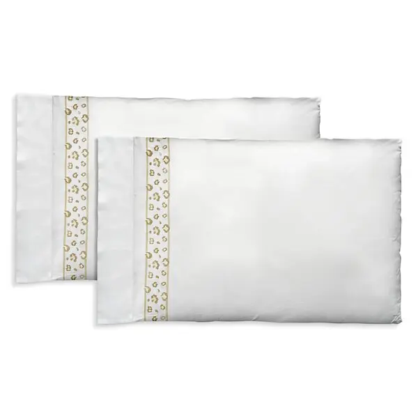 DEA LUXURY LINENS Timothy Corrigan For Dea Animale Embroidered Pillowcase, King, Set Of 2 - Warm Colonial Grey