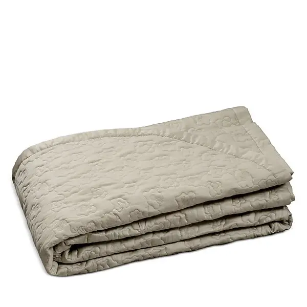 DEA LUXURY LINENS Timothy Corrigan For Dea Animale Quilted Coverlet, Queen - Warm Colonial Grey