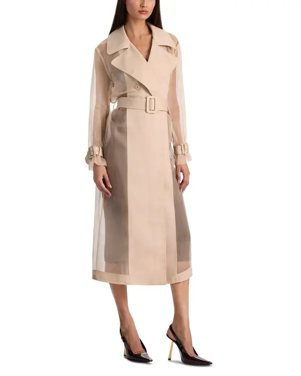Alice + Olivia Silvia Mixed Media Trench Coat