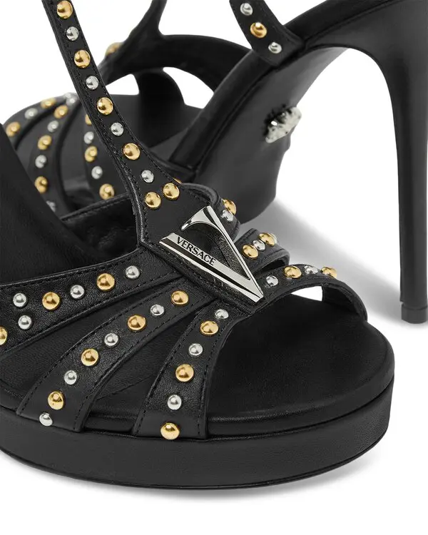 Versace Embellished Strappy Sandals - Black Versace