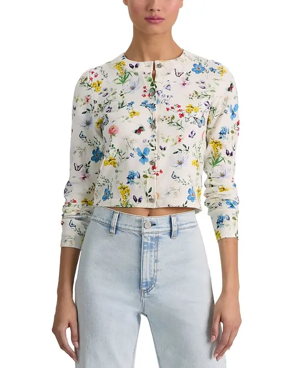 Alice + Olivia Carson Cropped Cardigan - Twisted Vines Combo