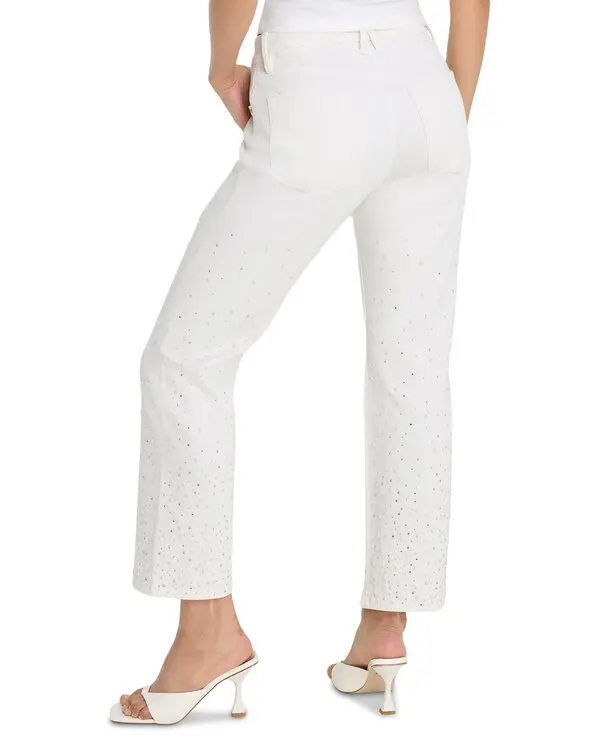 Good American Good Icon High Rise Straight Ankle Embellished Jeans - White