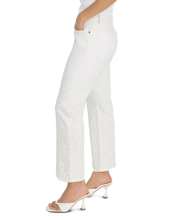 Good American Good Icon High Rise Straight Ankle Embellished Jeans - White