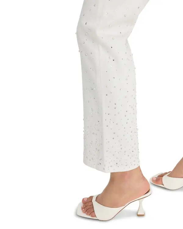 Good American Good Icon High Rise Straight Ankle Embellished Jeans - White
