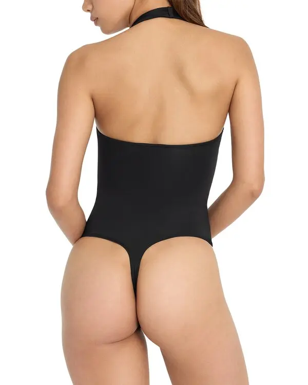 Good American Sculpting Halter Square Neck Bodysuit - Black