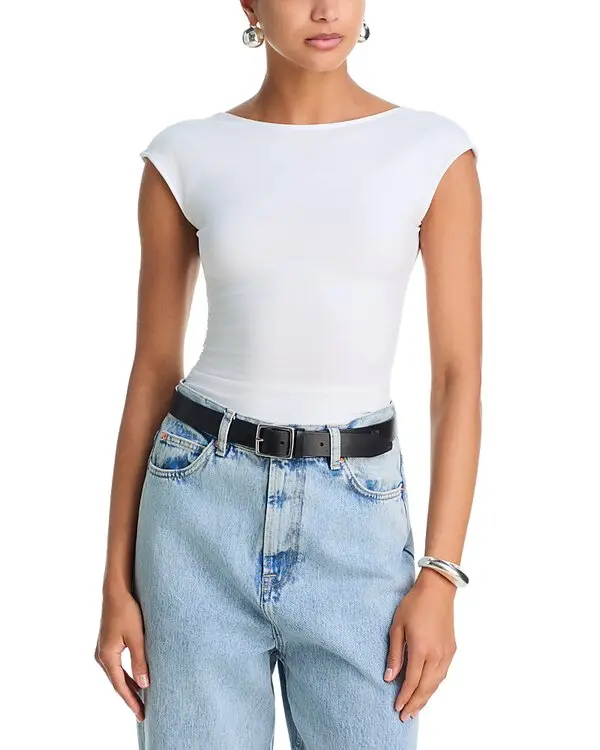 Good American Super Stretch Open Back Bodysuit - White