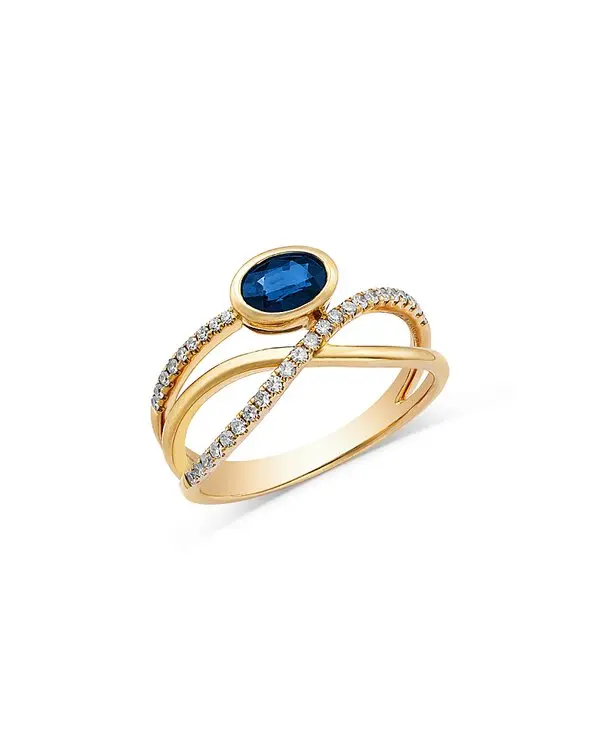 Bloomingdale'S Sapphire And Diamond Crossover Ring - Gold
