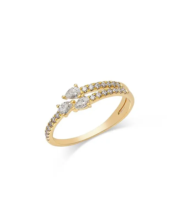 Bloomingdale'S Diamond Pear & Round Bypass Ring In 14k Yellow 0.42 Tcw - Gold