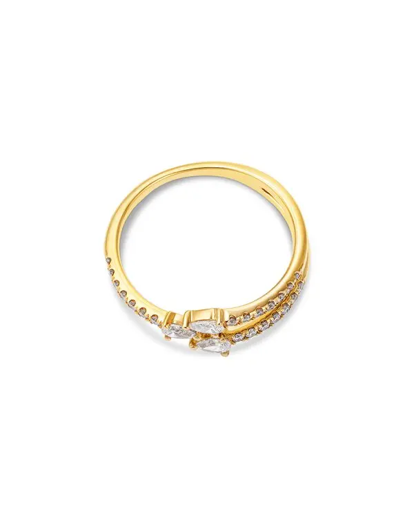 Bloomingdale'S Diamond Pear & Round Bypass Ring 0.42 Tcw