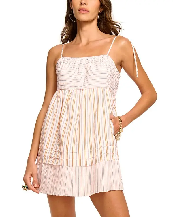 Ramy Brook Lacie Mini Dress - Sunset Orange / Stripe Combo
