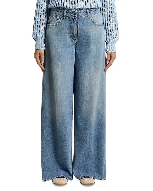 Peserico Low Rise Wide Leg Jeans - Ink