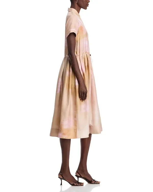 Fabiana Filippi Silk Short Sleeve Shirt Dress - Beige Overflow