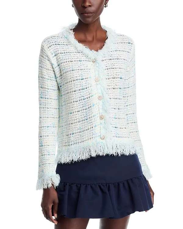 NANCY YANG Fringe Cardigan Top - Blue