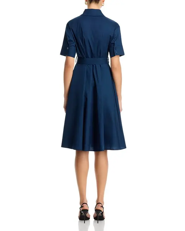 NANCY YANG Floral Embroidered Shirt Dress - Navy