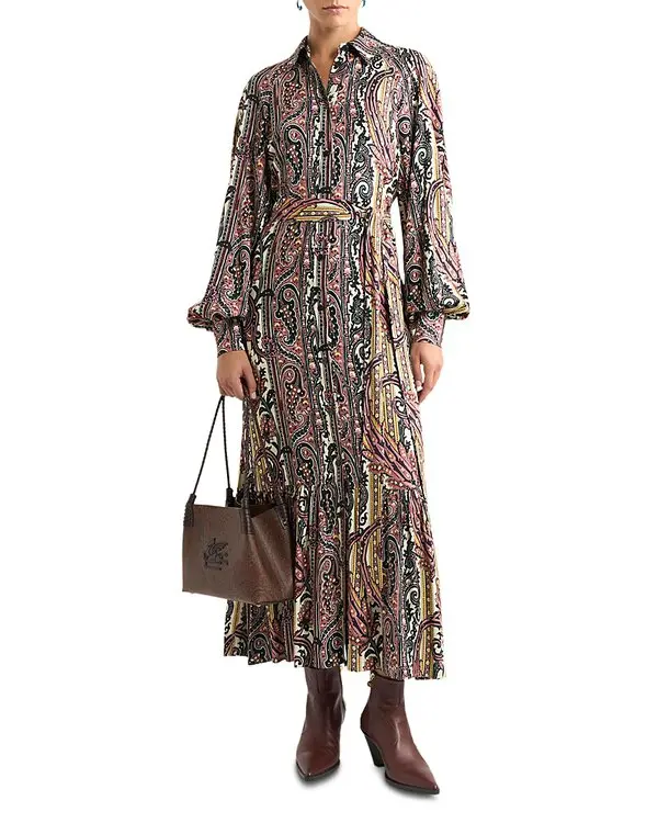 Etro Midi Shirt Dress With Belt - Multi/white