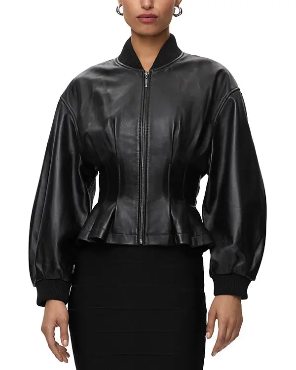 Herve Leger The Aven Leather Jacket - Black