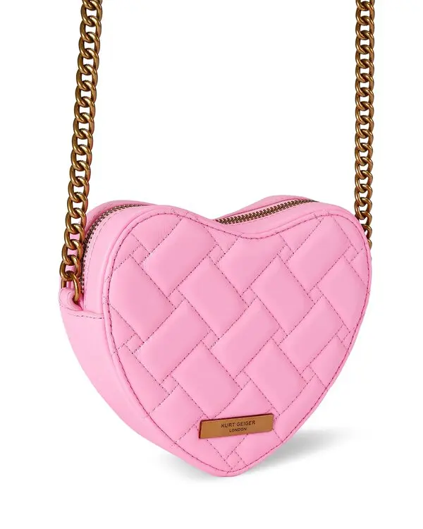 Kurt Geiger Kensington Heart Mini Leather Crossbody - Pink