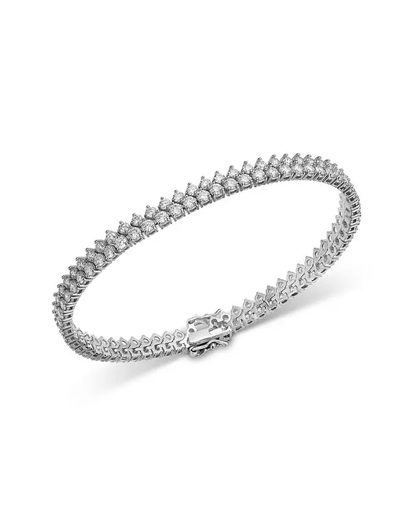 Bloomingdale'S Luxe Collection Certified Lab Grown Diamond Double Row Tennis Bracelet In 14k 6.50 Tcw - White Gold