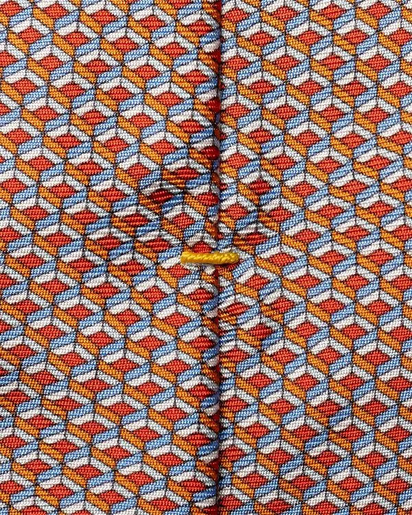 Eton Geometric Print Silk Classic Tie - Medium Orange