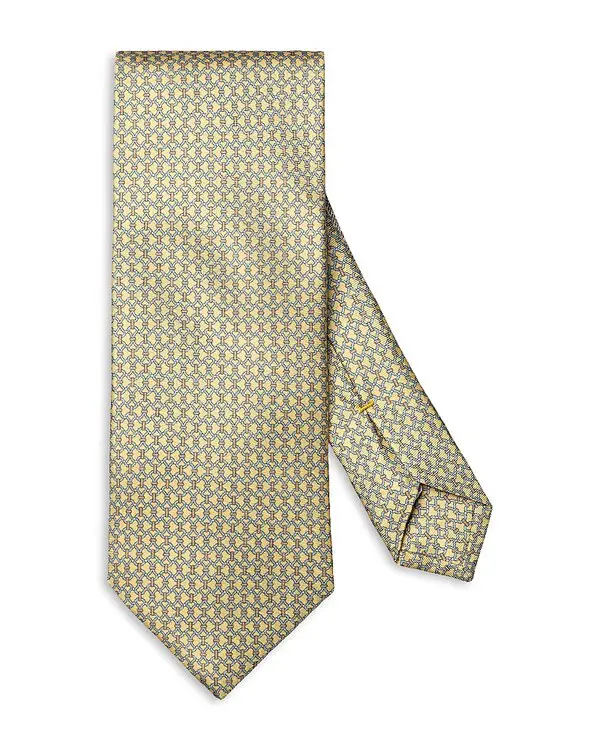 Eton Chain Print Silk Tie - Light Yellow